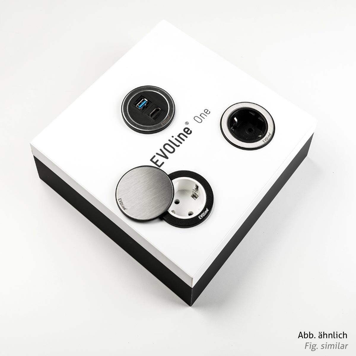 Einbausteckdose USB-A/C EVOline One, Gehäuse, schwarz, Edelstahl