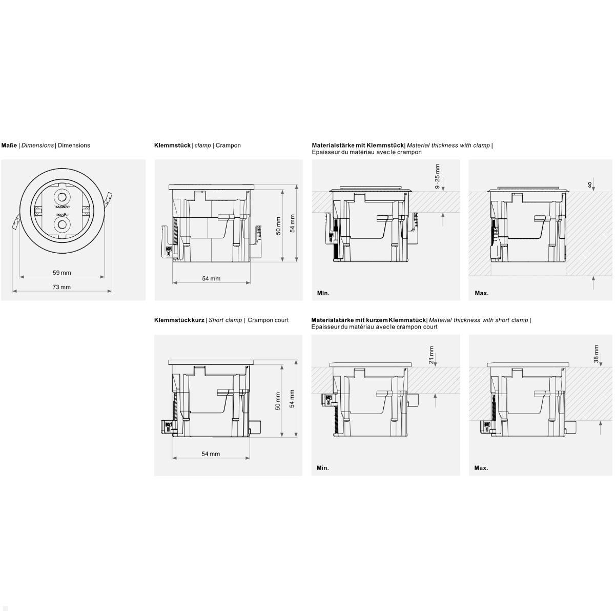 Einbau USB A/C Charger, Deckel mit Einlage, EVOLine One