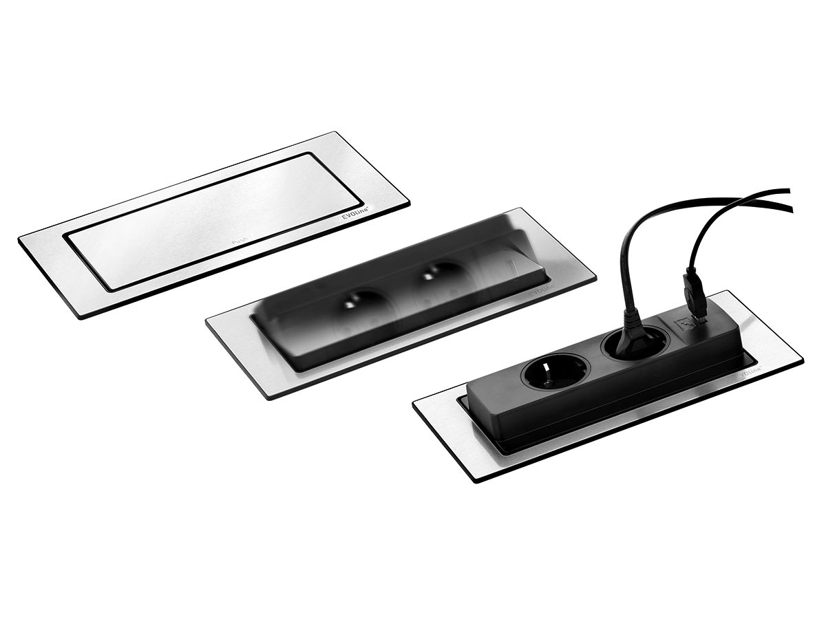 EVOLine BackFlip, 2x Steckdose mit USB-Charger