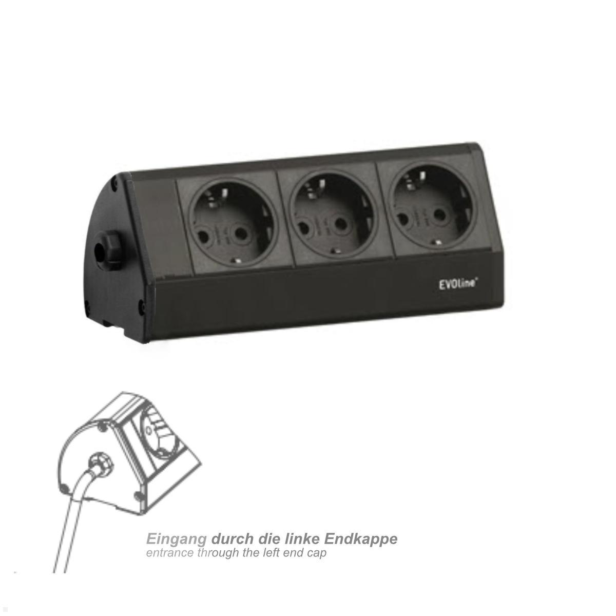 3 fach Steckdose, Tischsteckdose, konfigurierbar, schwarz